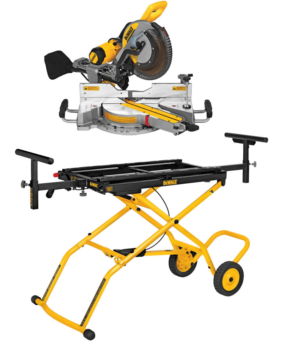 DEWALT 12 in Double Bevel Sliding Compound Miter Saw with Wheeled Saw Stand Bundle | Sale ...