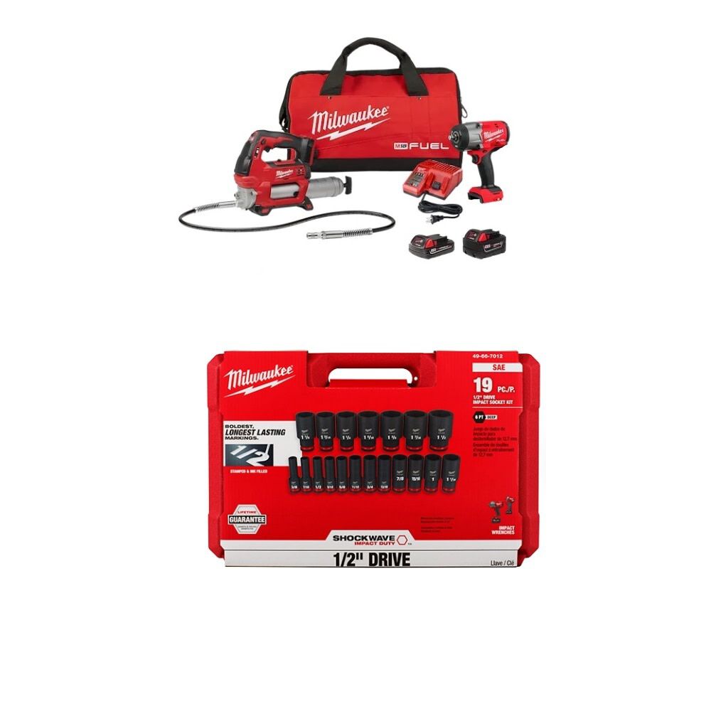 NEW Milwaukee M18 FUEL 1/2 Inch High Torque Impact Wrench Combo Kit, 19 ...