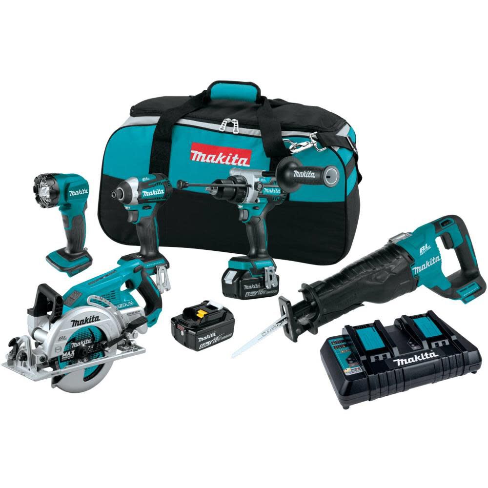 NEW Makita 18V LXT Lithium-Ion Brushless Cordless 5-Pc. Combo Kit (5.0Ah) | Sale-Marineshop.com